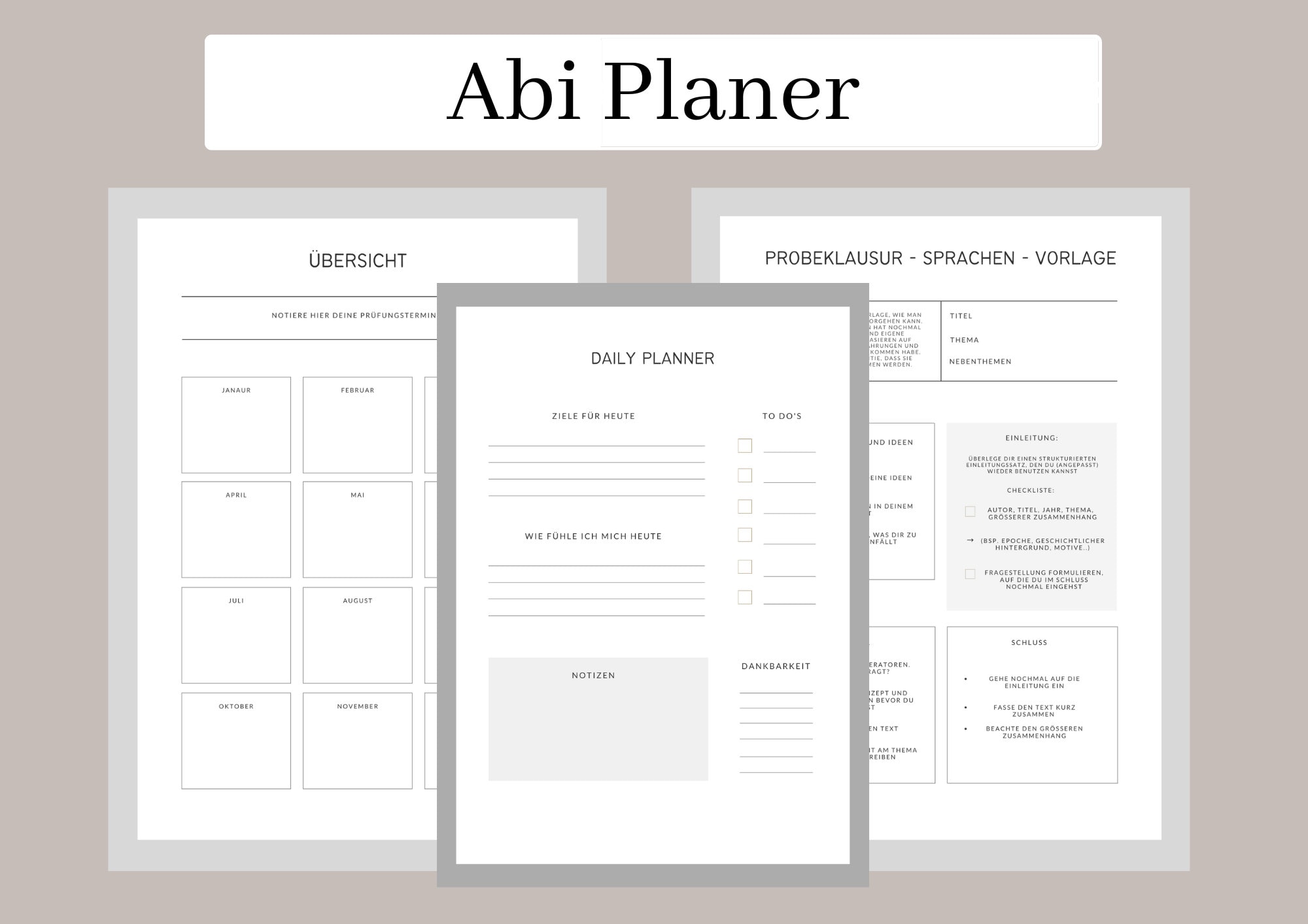 Abi Planner digital Printable Abi Preparation 2023 - Etsy