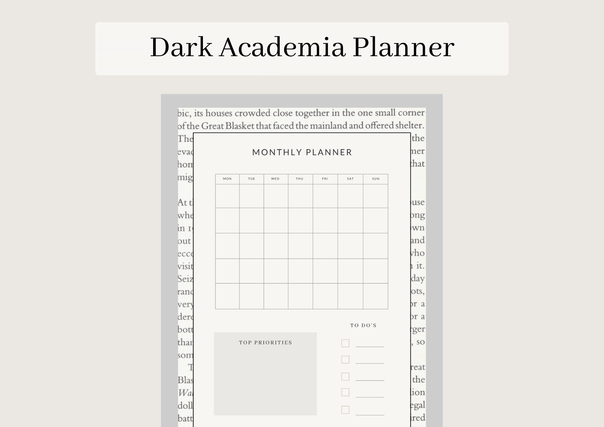 Dark Academia Daily, Weekly & Monthly Planner (PDF, Digital, Printable ...