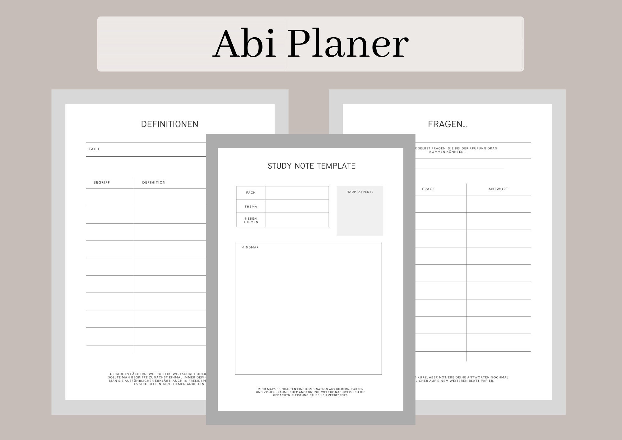 Abi Planner digital Printable Abi Preparation 2023 - Etsy