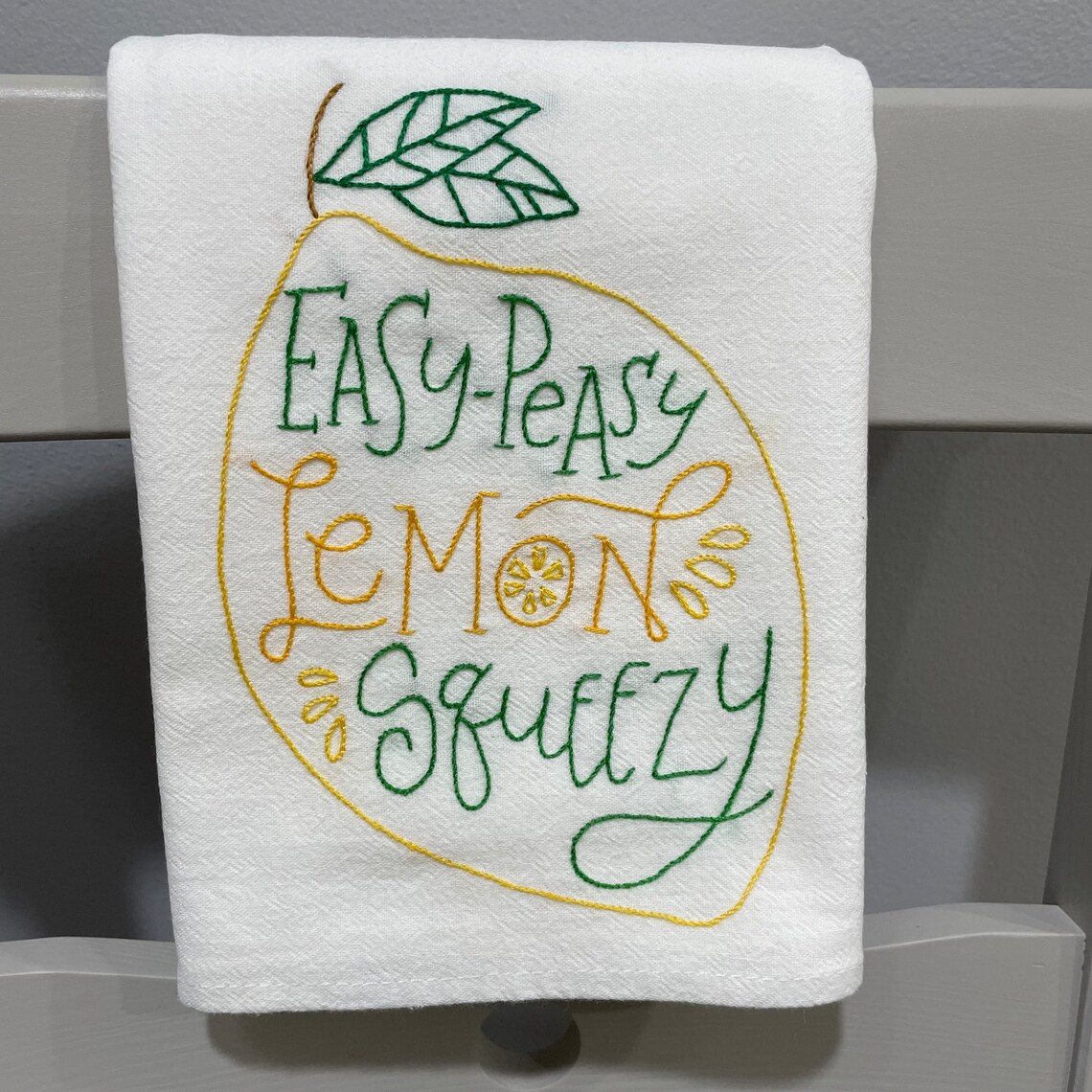 Lemon Hand Embroidered Flour Sack Dish Towel - Etsy