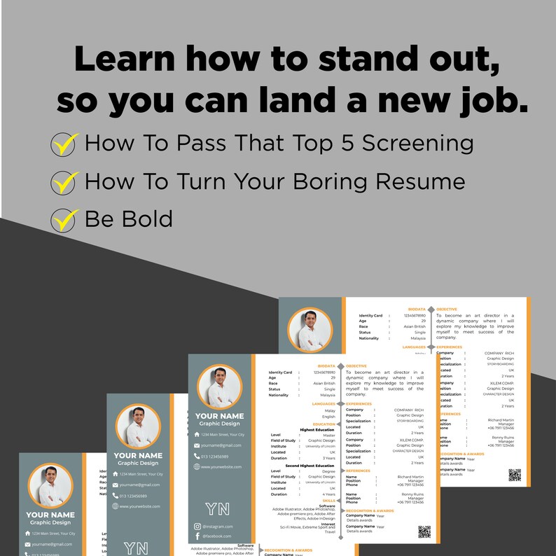 Professional Resume Template Canva With QR Code Editable Modern CV ...