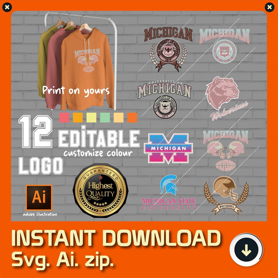 Michigan Svg Instant Download Michigan Football Wolverines - Etsy