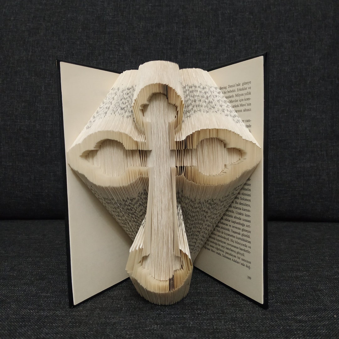 Cross Folded Book Art, Religion, Jesus, Gift for Pastor, Church Decor ...