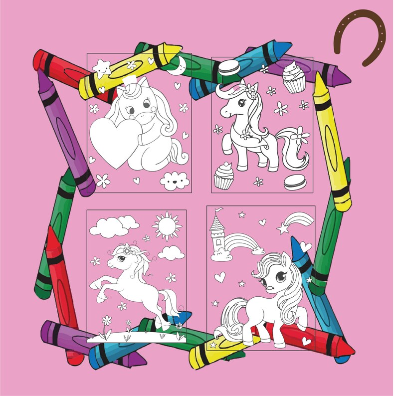 40 Cute Horse Coloring Pages - Etsy