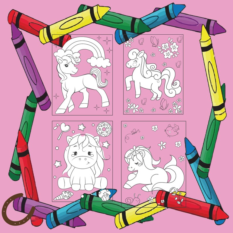 40 Cute Horse Coloring Pages - Etsy