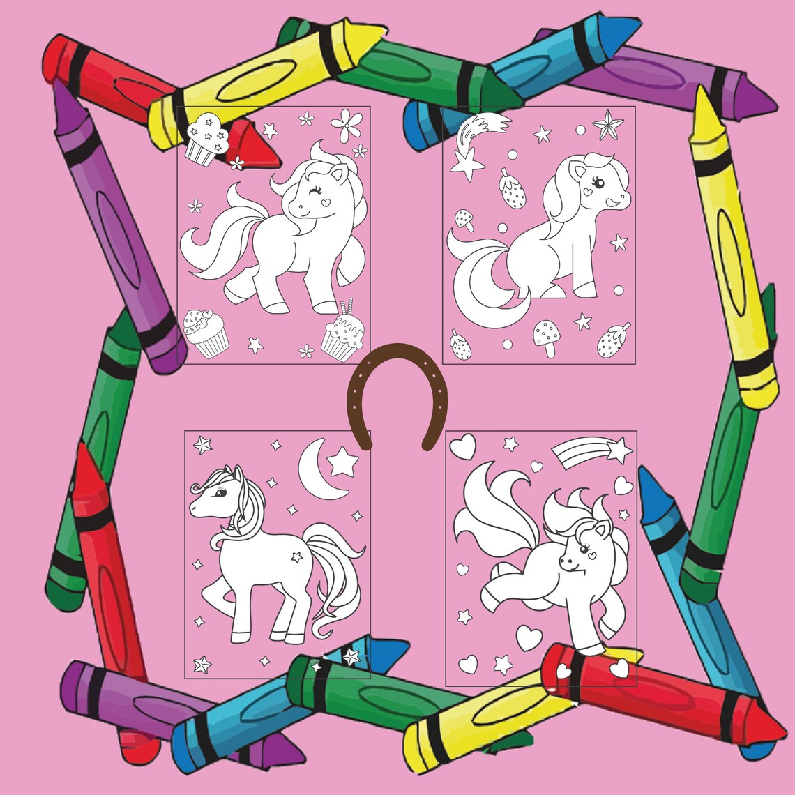 40 Cute Horse Coloring Pages - Etsy