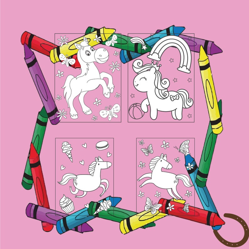 40 Cute Horse Coloring Pages - Etsy