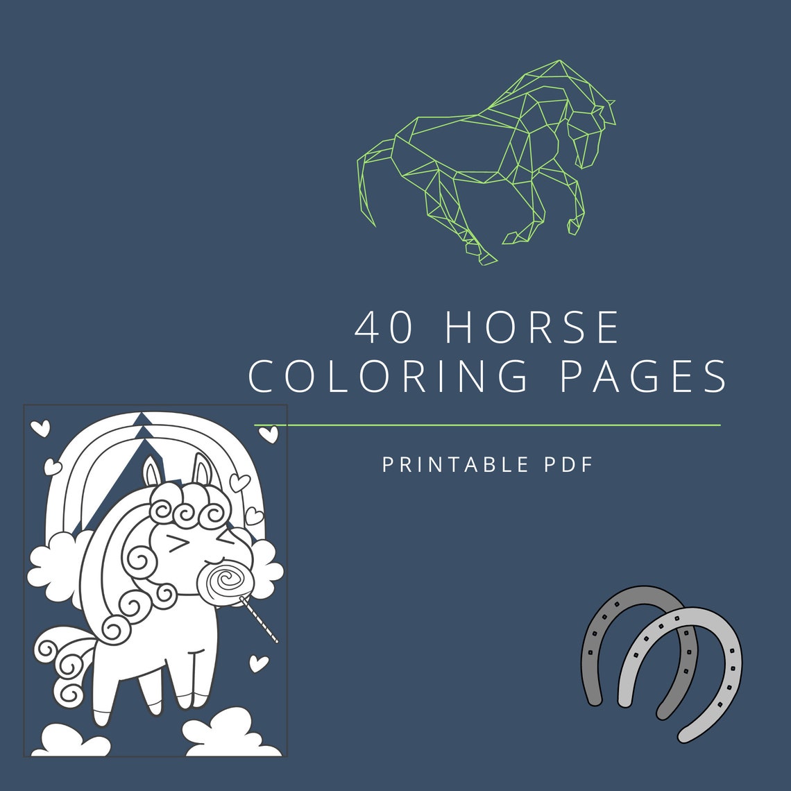 40 Cute Horse Coloring Pages - Etsy