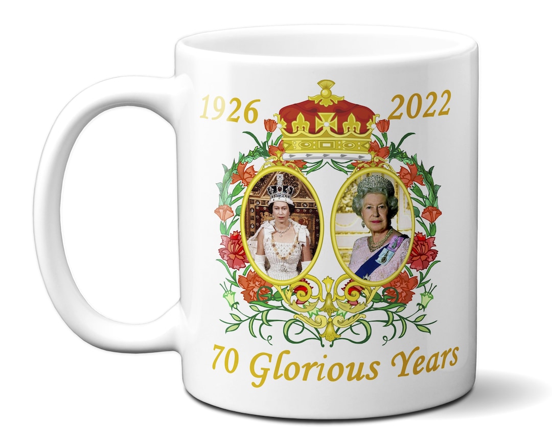 Queen Elizabeth Through the Years Crest 70 Glorious Years Heavy Ceramic ...