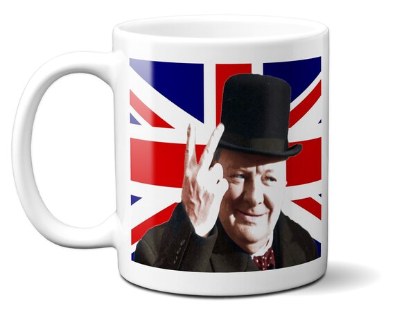 Winston Churchill Classic Two Finger Salute on Union Jack - Etsy