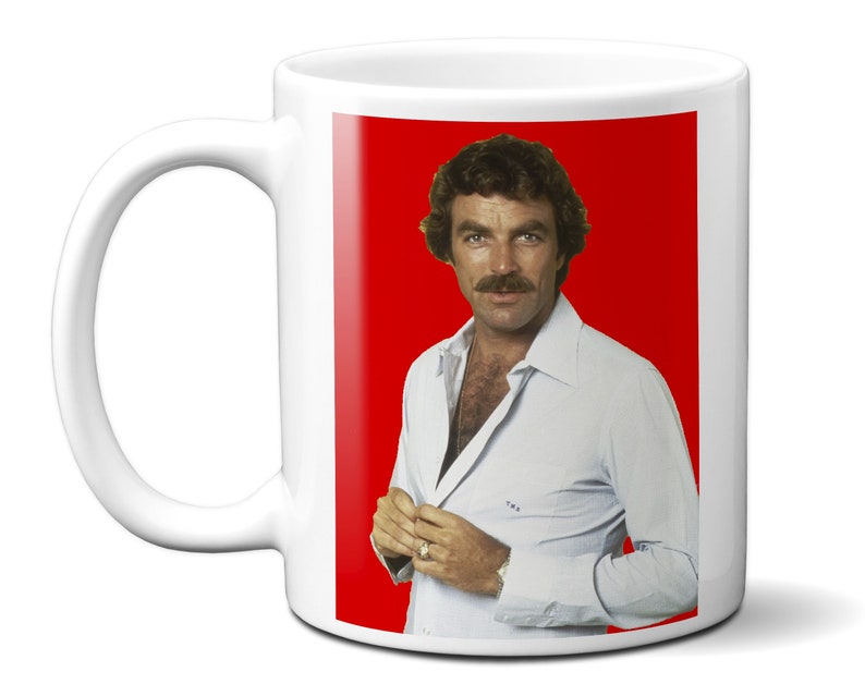 Tom Selleck With Shirt 70s Sex Symbol Red Retro Heavy Ceramic Mug 2 Various Sizes Available