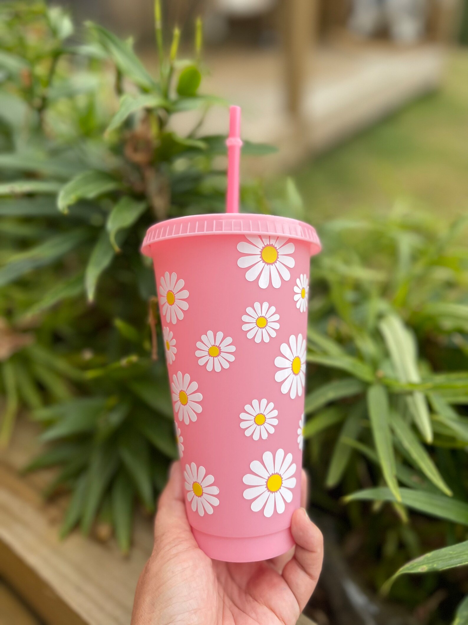 Daisy Pink Personalised Cold Cup With Straw Starbucks - Etsy UK