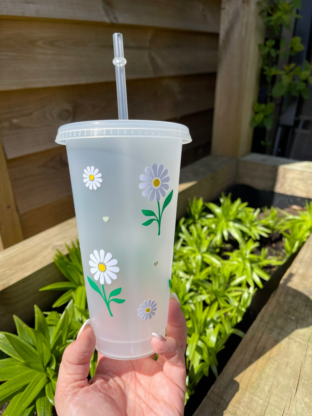 Daisy Pink Personalised Cold Cup With Straw Starbucks - Etsy UK