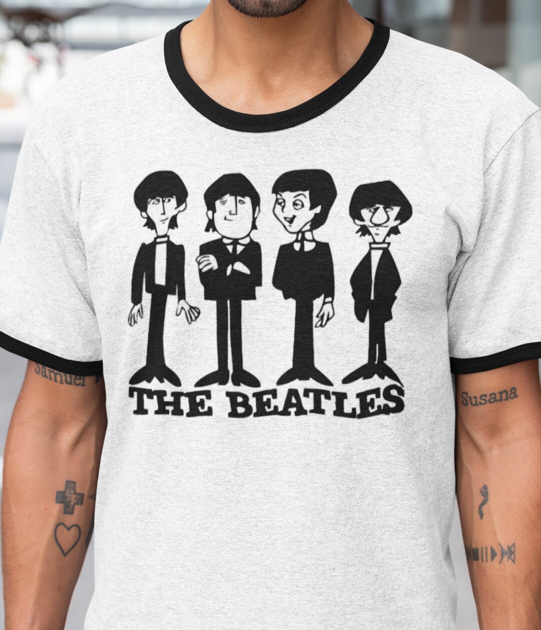 The Beatles Black Suit/ Ringer Tshirt 70s Styleunique Gift - Etsy