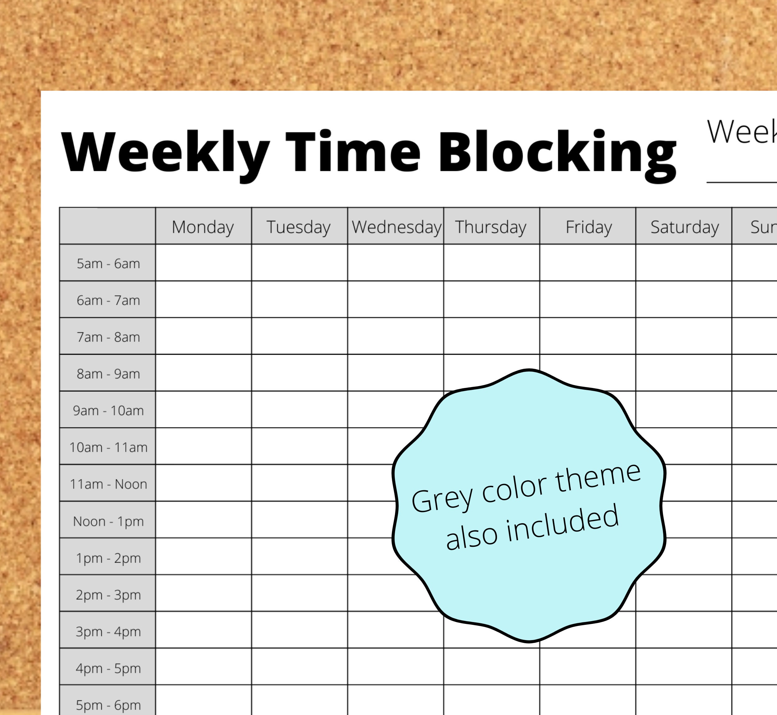 Time Blocking Printable, Time Blocking Template, Time Block Planner ...