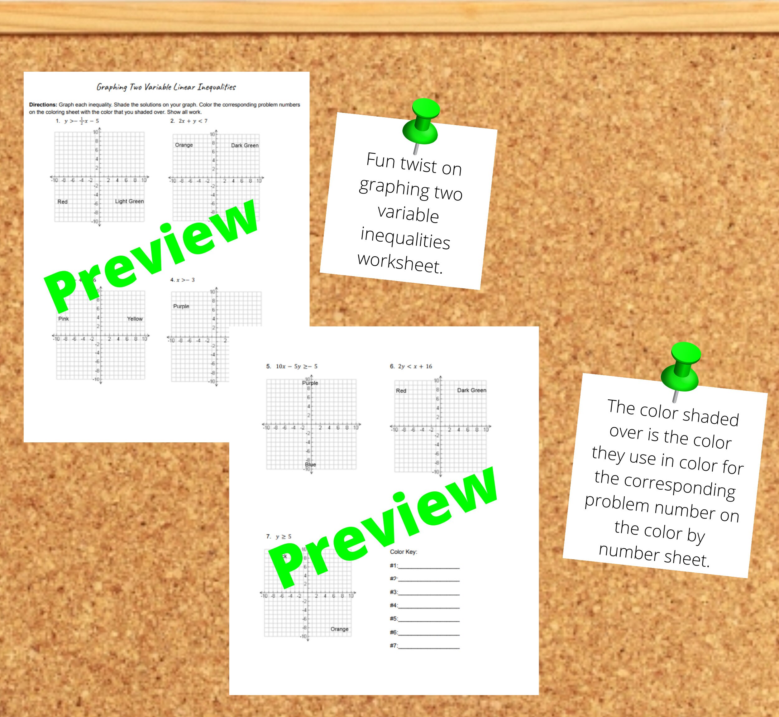 Color by Number Math Worksheet, Color by Pixel Math Worksheet, Graphing ...