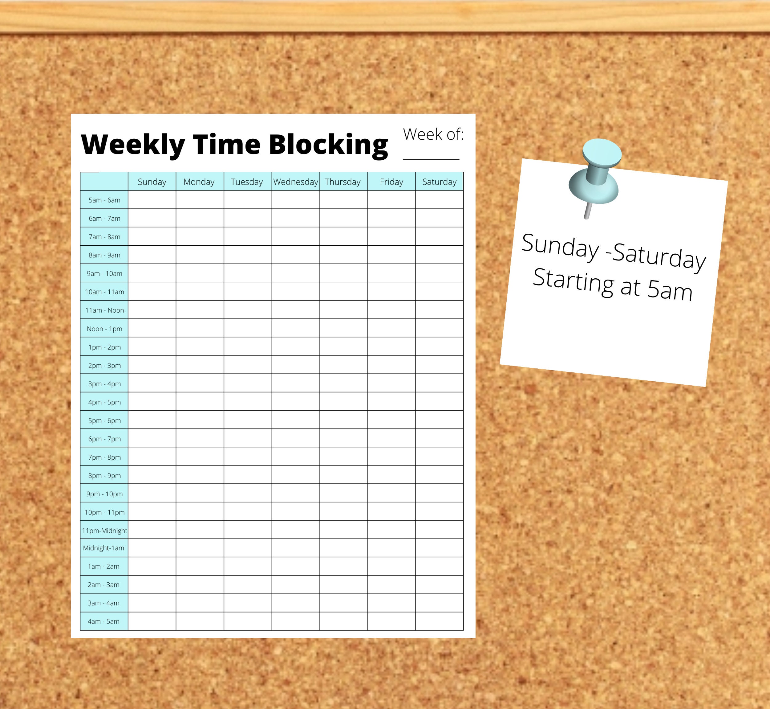 Time Blocking Printable, Time Blocking Template, Time Block Planner ...