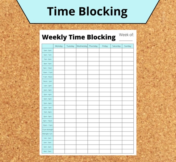 Time Blocking Printable Time Blocking Template Time Block | Etsy