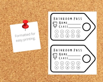 Bathroom Pass Punch Card