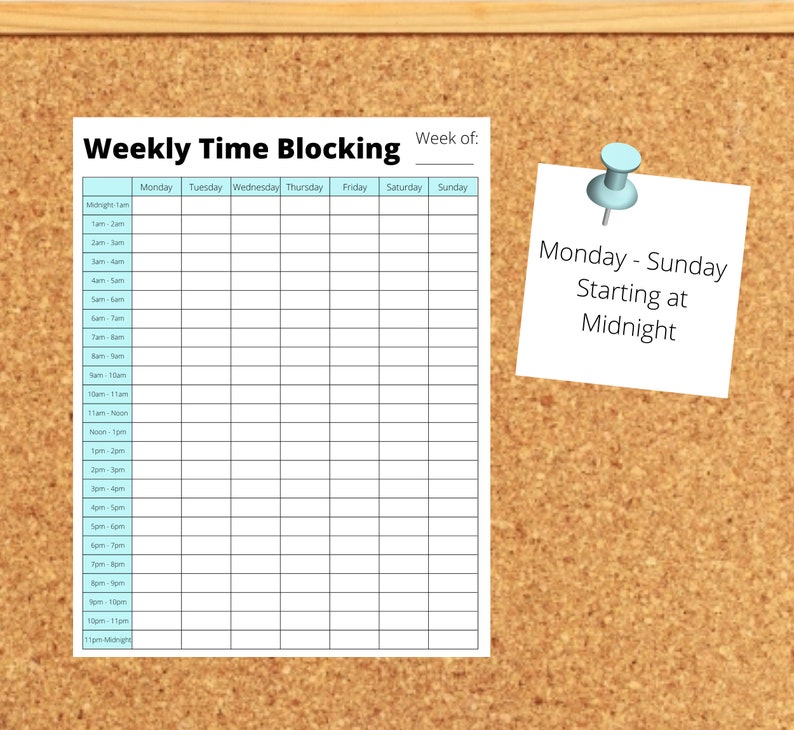Time Blocking Printable, Time Blocking Template, Time Block Planner ...