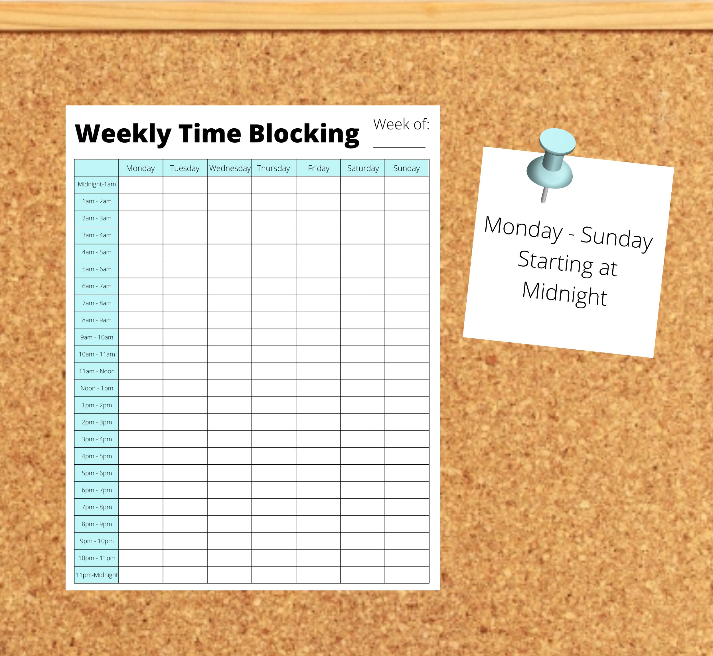 Time Blocking Printable, Time Blocking Template, Time Block Planner ...