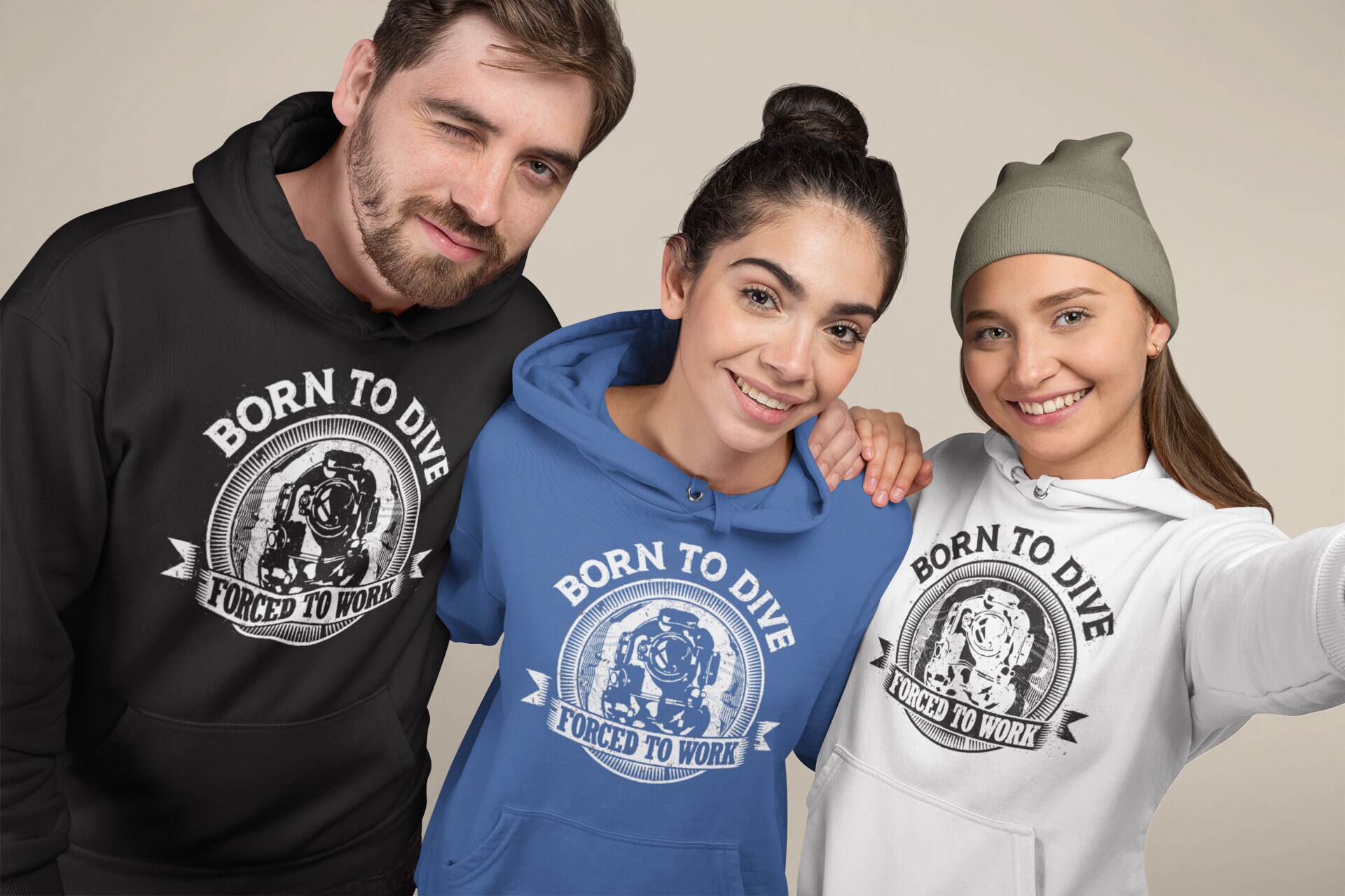 Born to Dive Forced to Work Hoodie, SCUBA Pullover, Diving Sweater ...