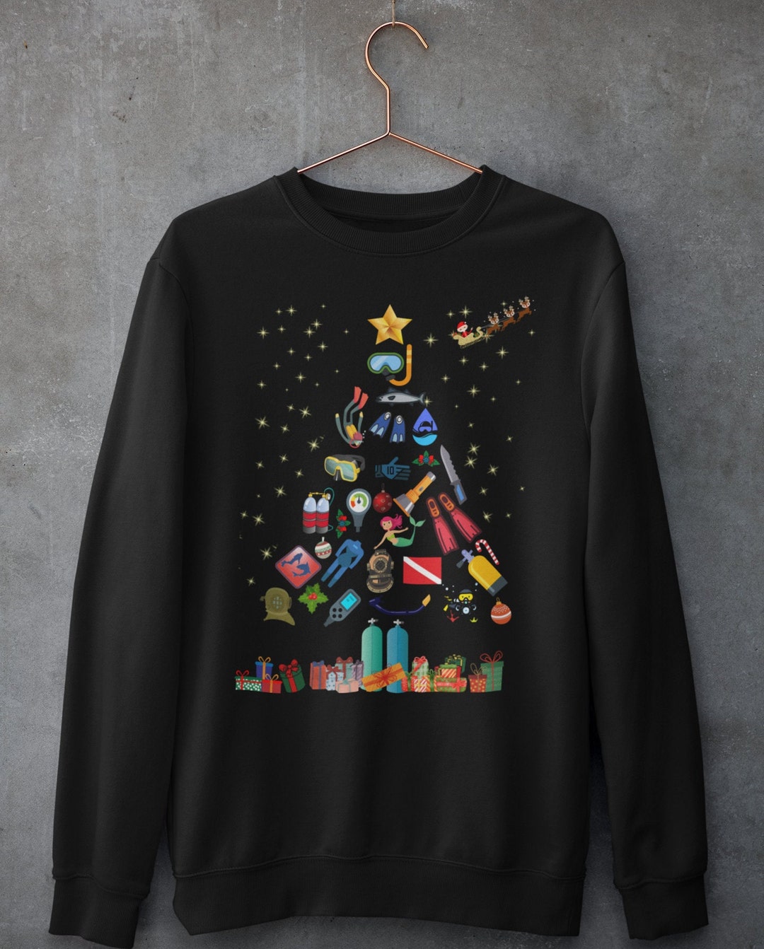 Christmas SCUBA Sweatshirt, Xmas Scuba Sweater, Christmas Jumper, Ugly ...