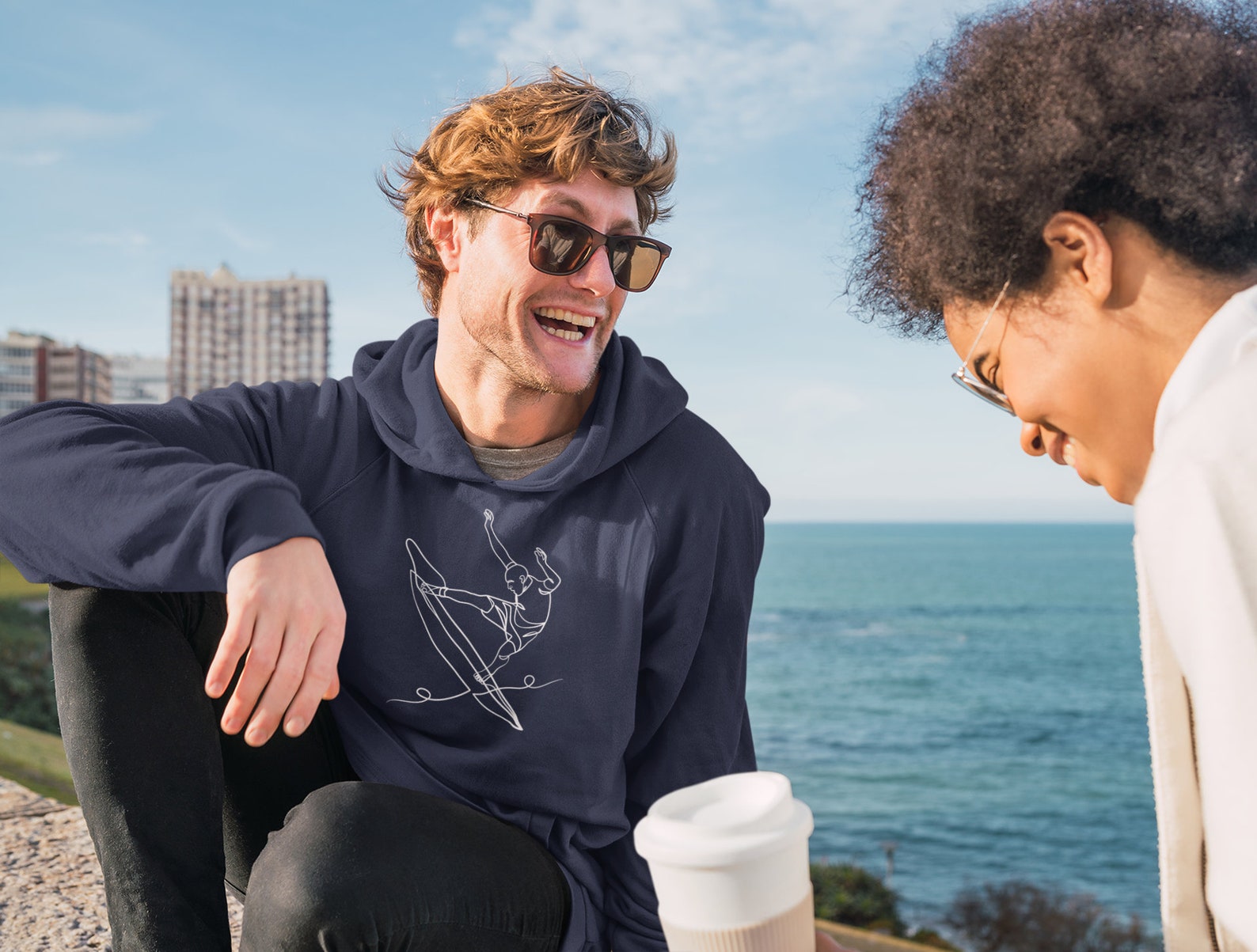 Continuous Line Surf Sweatshirt, Surfer Hoodie, Surfing T-shirt, Surfer ...