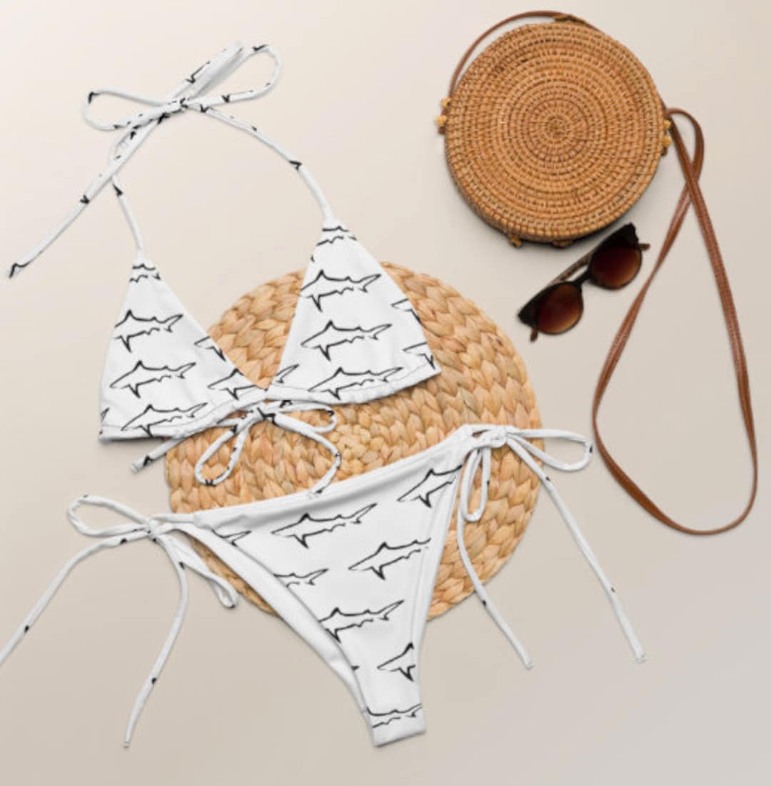 Shark Print Recycled String Bikini, Shark Bikini, Beach Bikini, Shark ...