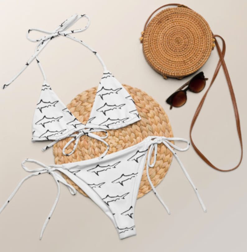 Shark Print Recycled String Bikini, Shark Bikini, Beach Bikini, Shark ...
