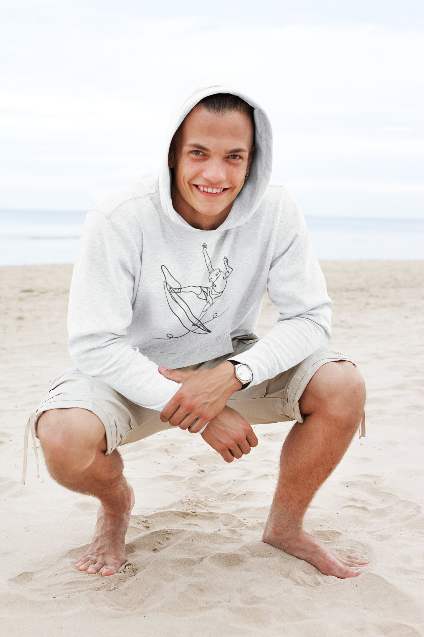Continuous Line Surf Sweatshirt, Surfer Hoodie, Surfing T-shirt, Surfer ...
