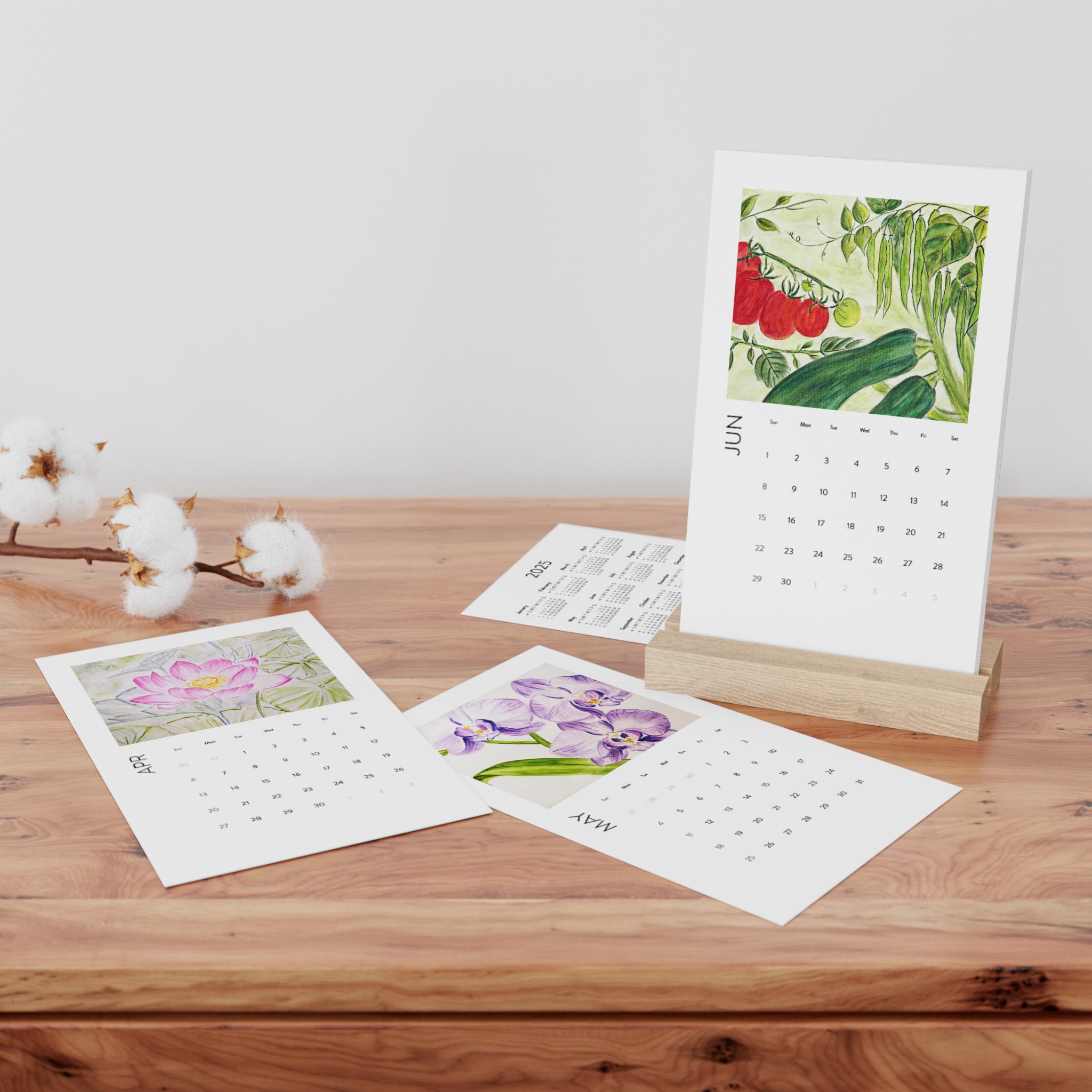 Watercolor Calendar, 2025 Desk Calendar, Art Calendar, Home Office ...