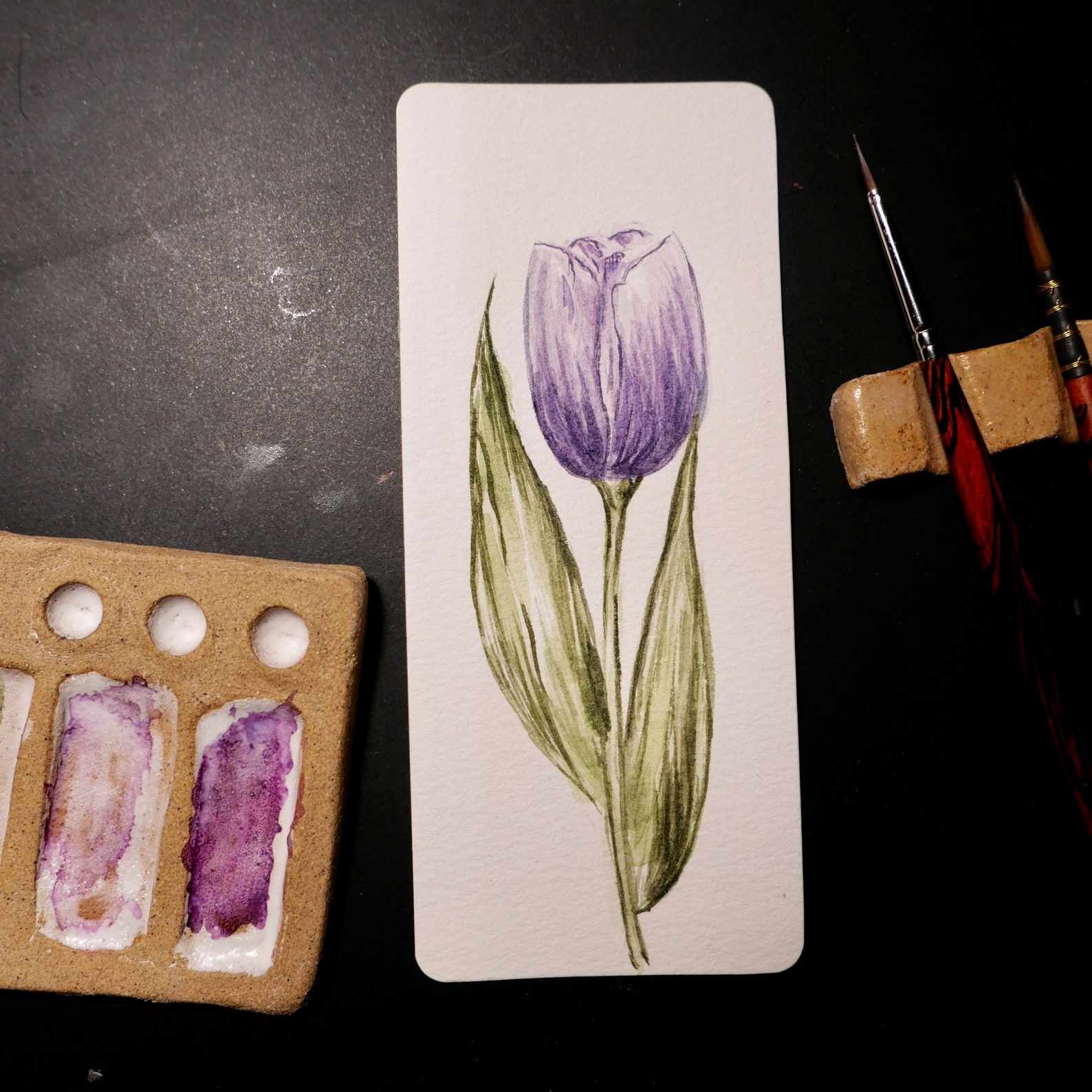 Purple Tulip Bookmarks | Nature Book Marks | Watercolor | Illustrated ...