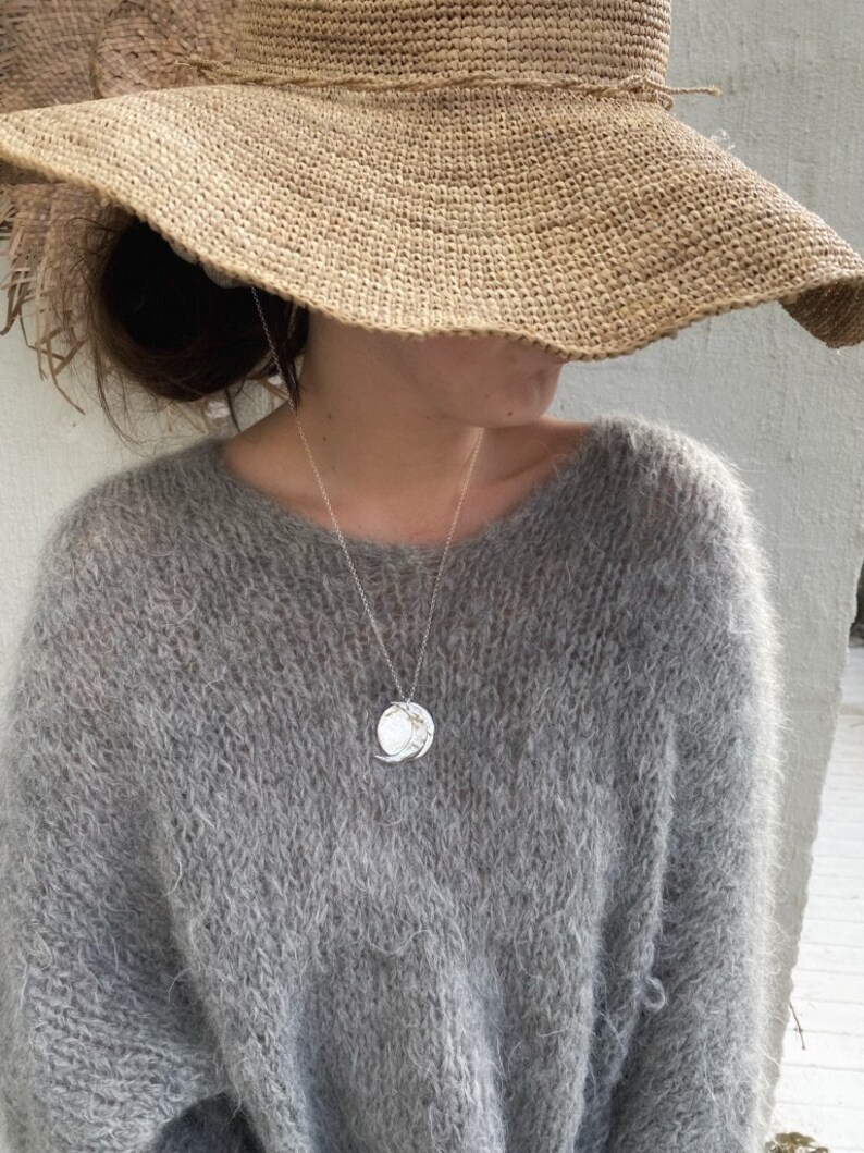 Large Solid Sterling Silver Full Moon & Crest - Wear the Mama Moon ...