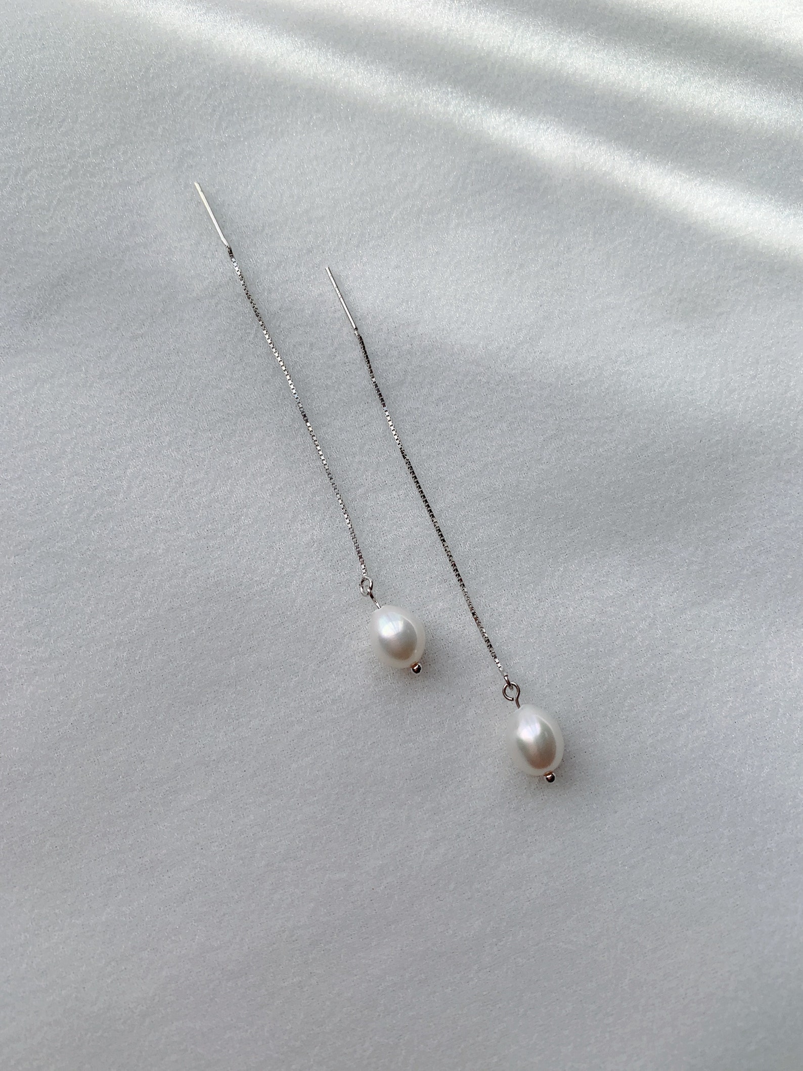 Pearl Thread Earring 925 Sterling Silver Threader Earring - Etsy