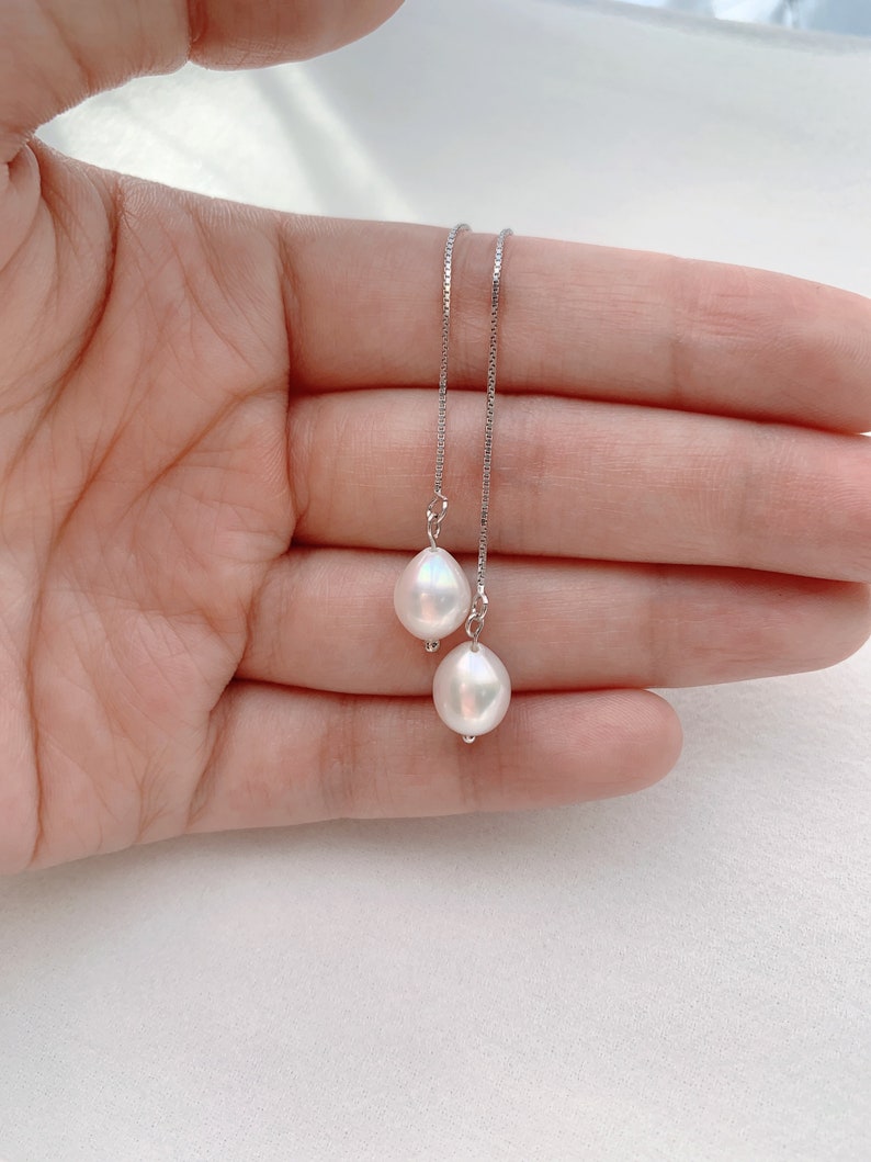 Pearl Thread Earring 925 Sterling Silver Threader Earring - Etsy