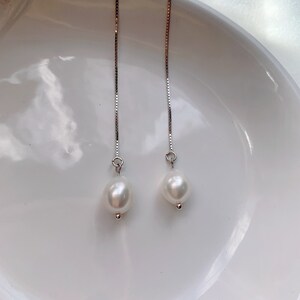 Pearl Thread Earring | 925 Sterling Silver Threader Earring Freshwater ...
