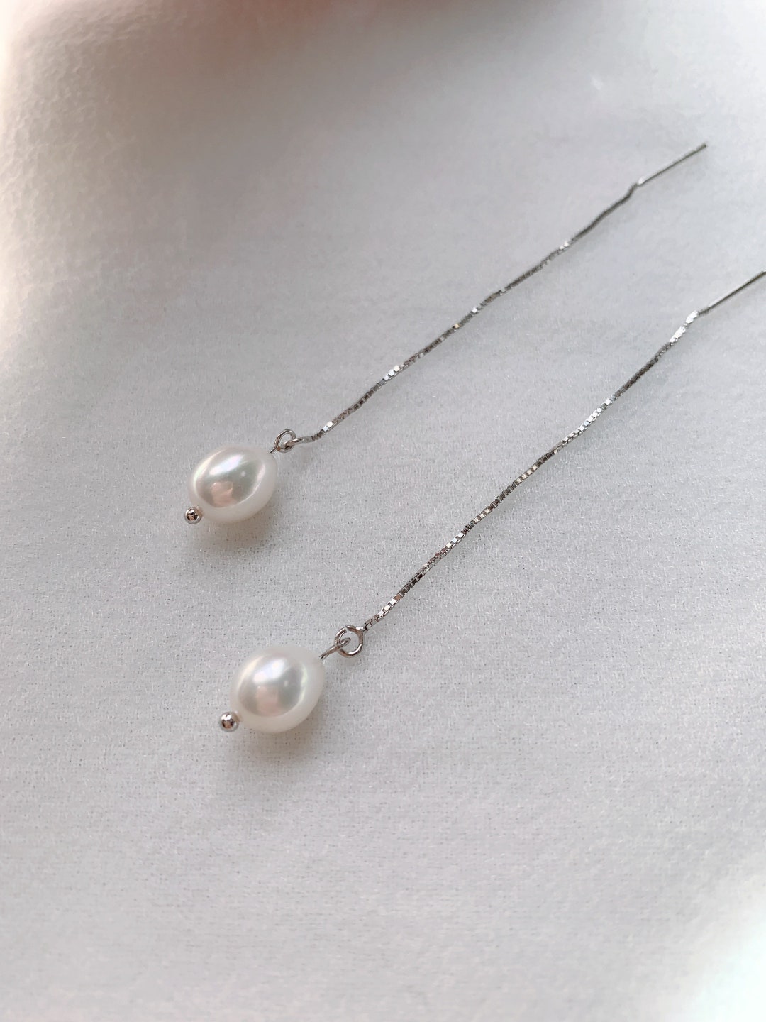Pearl Thread Earring | 925 Sterling Silver Threader Earring Freshwater ...