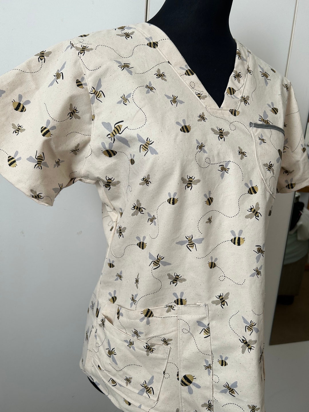 Buzz off Scrub Top Shaped - Etsy Australia
