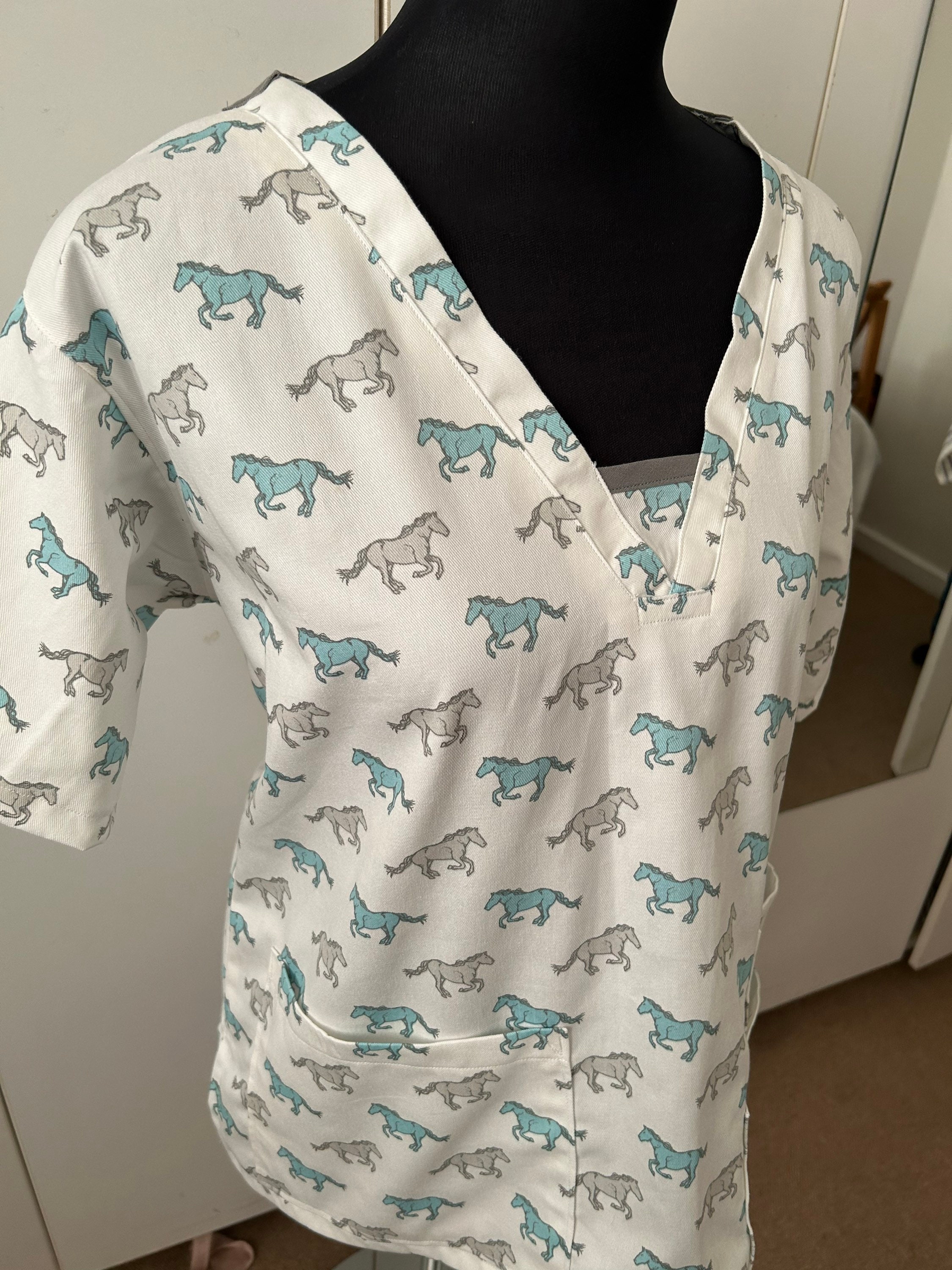 Pony Tales Scrub Top Slim Cut - Etsy