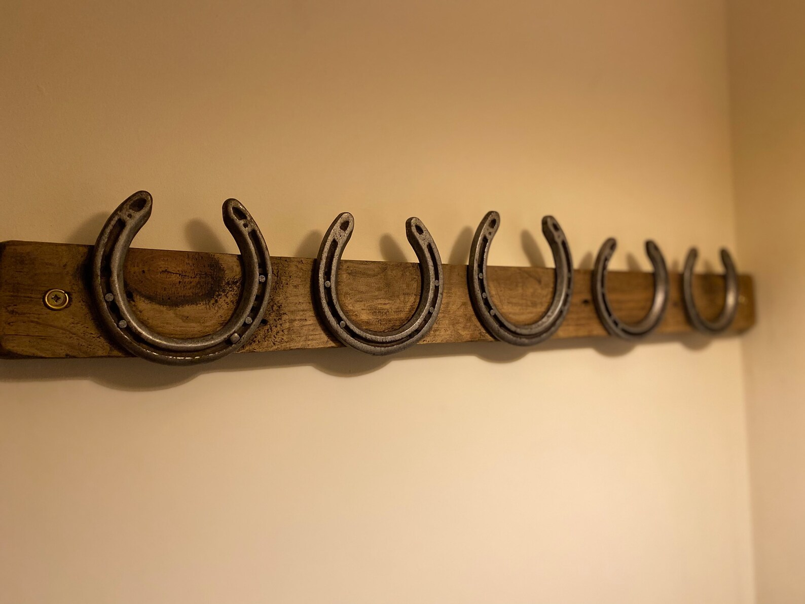 Rustic Reclaimed Horseshoe Coat Hook Wall Rack in Medium Oak - Etsy