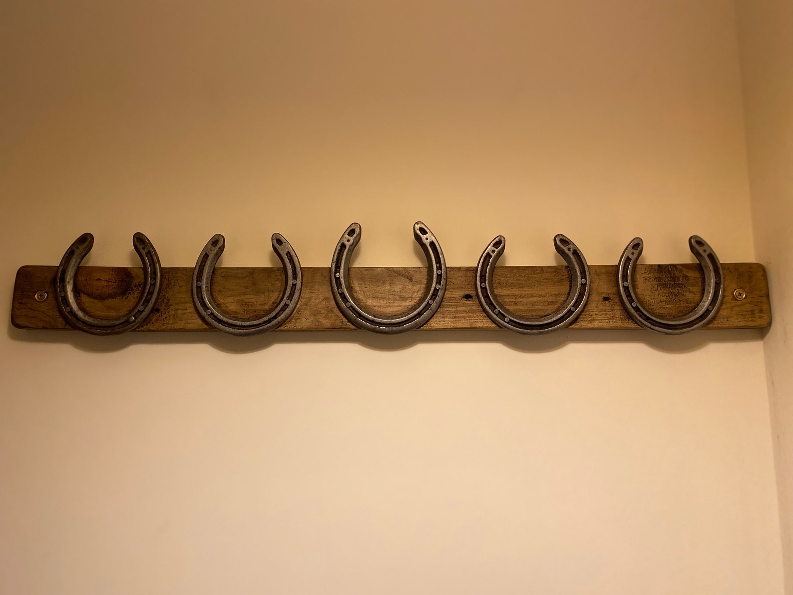 Rustic Reclaimed Horseshoe Coat Hook Wall Rack in Medium Oak - Etsy