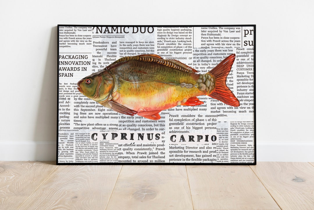 Carp Print Fish Watercolor Wall Decoration Collage A4 - Etsy
