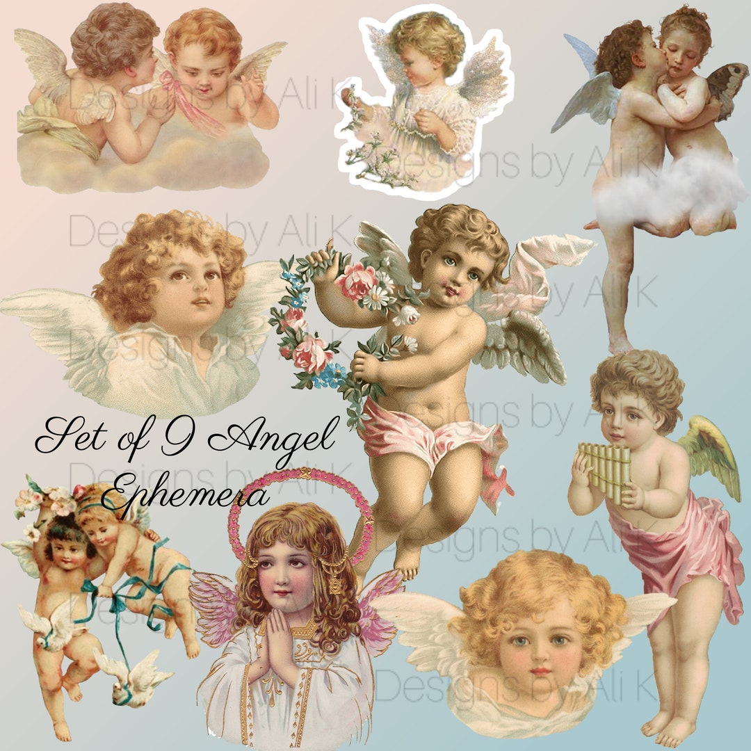 Vintage Angel Ephemera Pack, Scrapbooking, Postcards, Decor, Journals ...