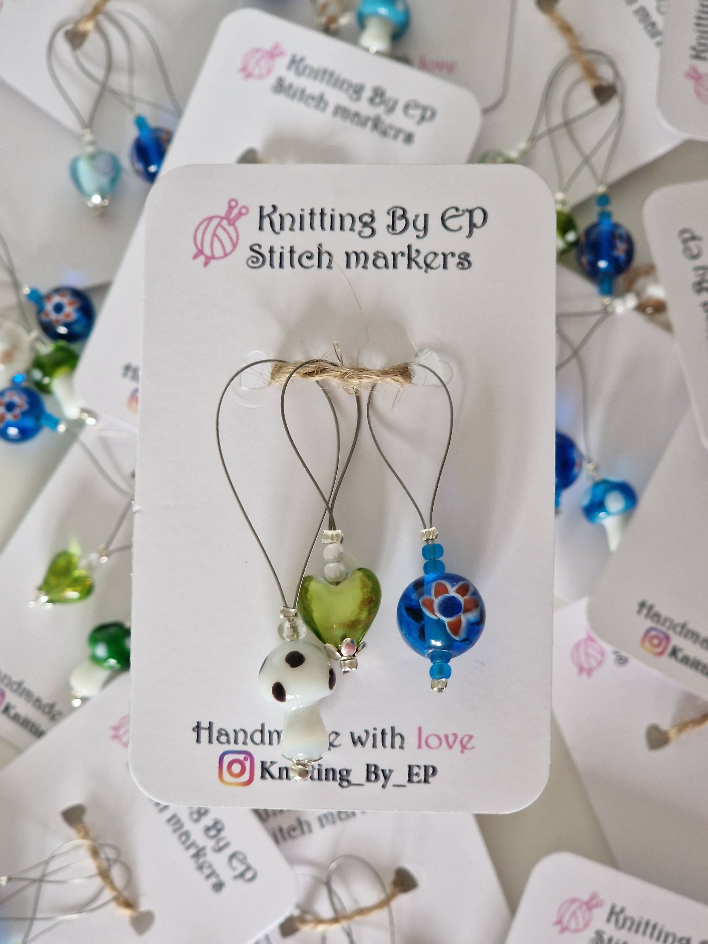 3 Handmade Stitch Markers - Unique Glass Stitch Markers for Knitting ...