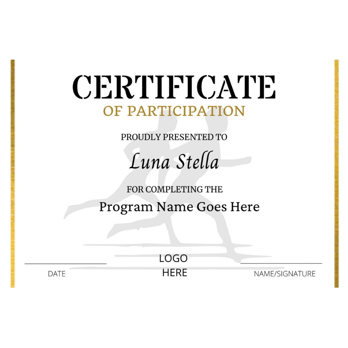 Certificate Template Participation Certificate Award - Etsy