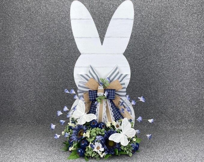 Rustic Country White Distressed Wood Bunny Decor, Farmhouse Easter ...