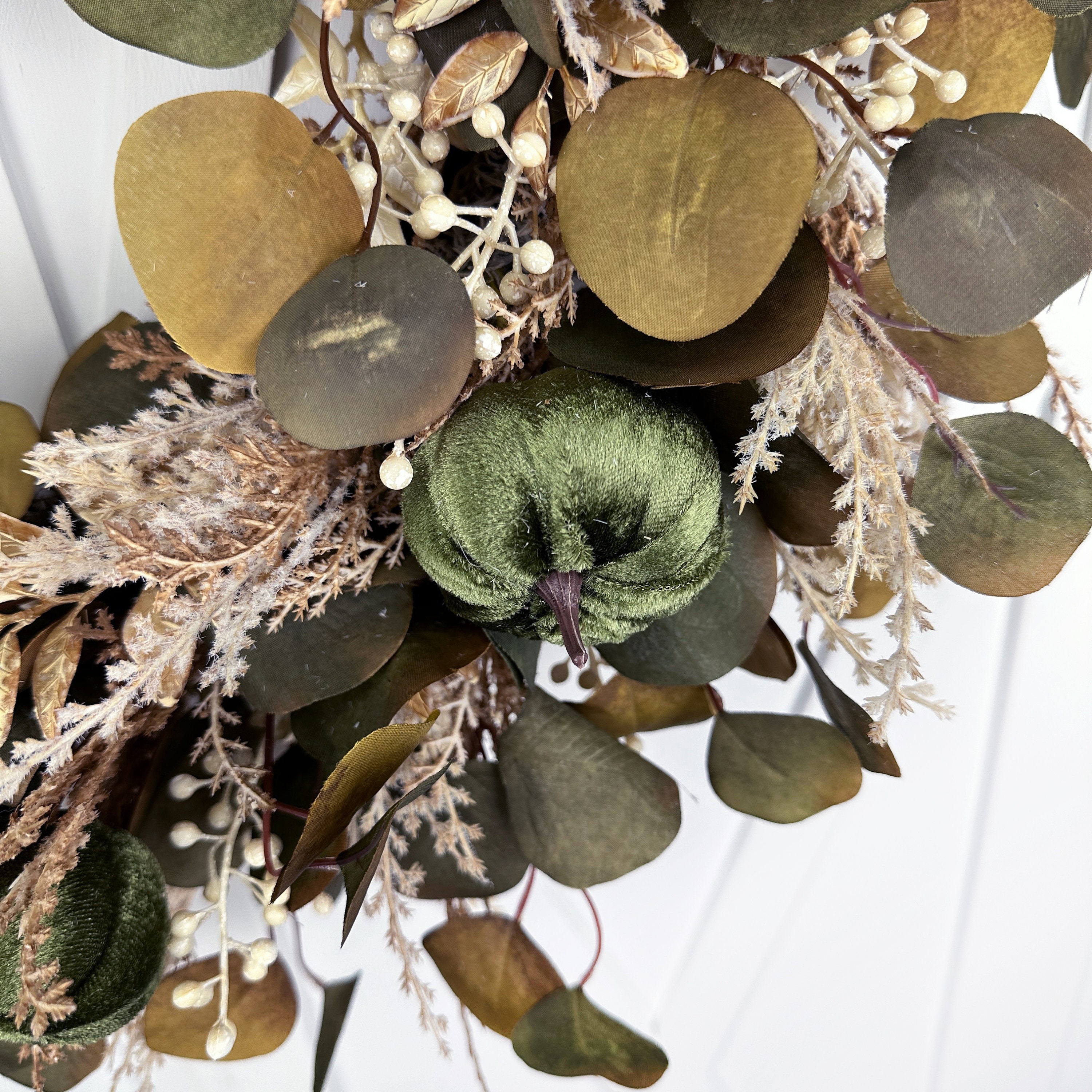 Neutral Boho Eucalyptus Fall Foliage Wreath for Front Door, Autumn ...