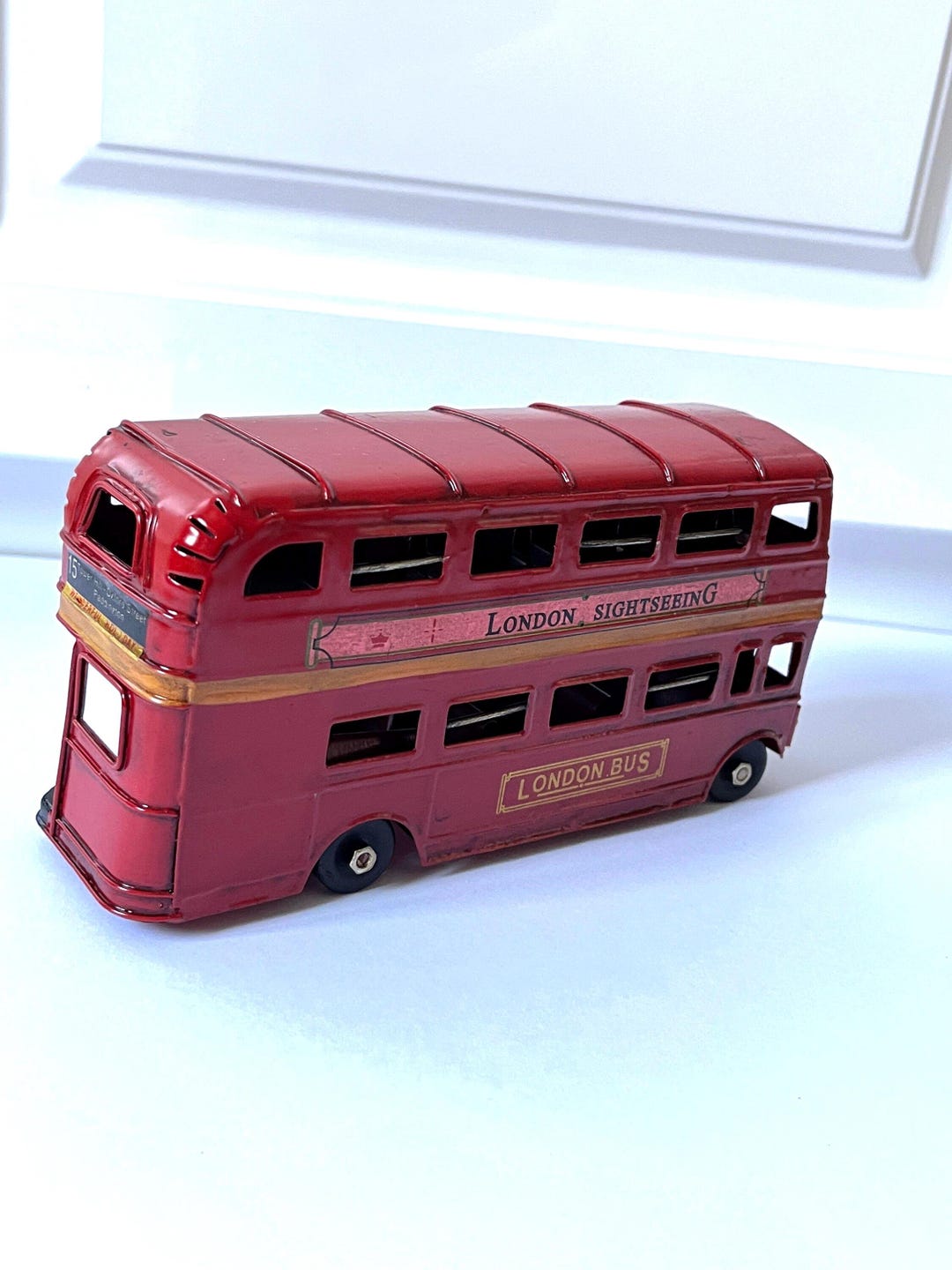 Handcrafted Double Decker Red London Bus Metal Model Toy - Unique ...