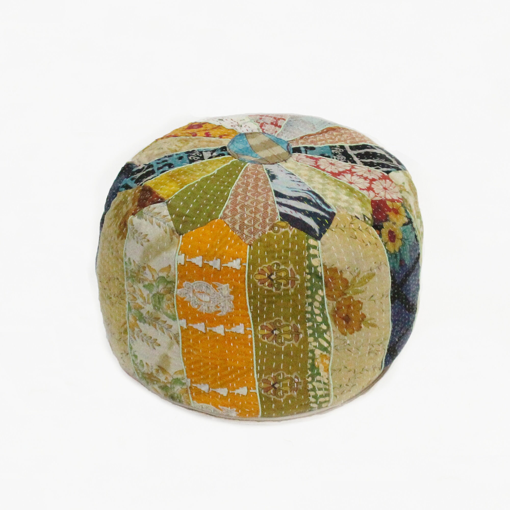 Patchwork Pouffe Poufs, Floor Decorative Vintage Kantha Pouf Cover ...